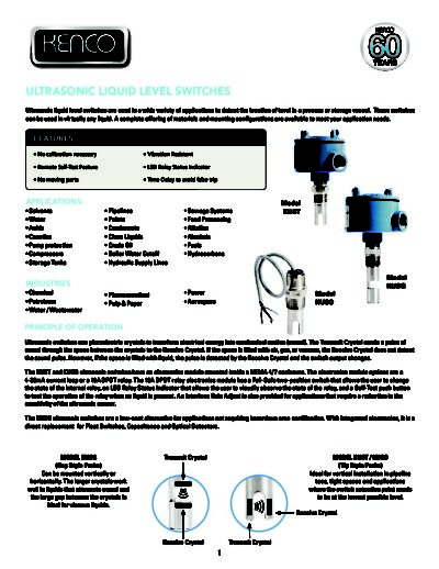 ULTRASONIC POINT LEVEL SWITCH 02.18 - Kenco