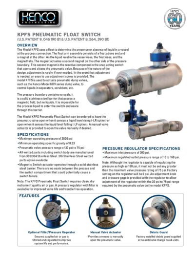 KPFS PNEUMATIC FLOAT SWITCH 02.18 - Kenco