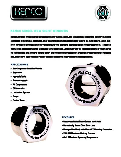 KSW SERIES THREADED SIGHT FLOW INDICATORS 06.21 - Kenco